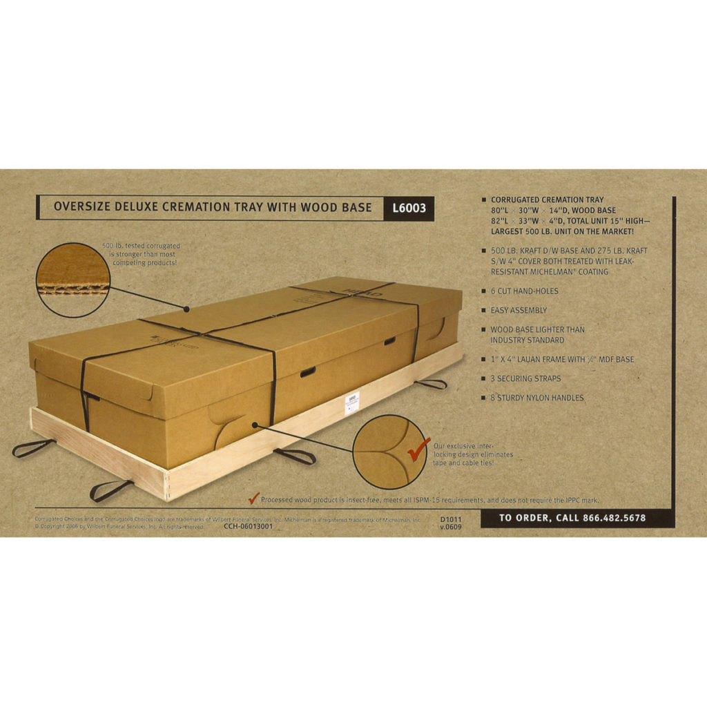 Oversize Cremation Tray with Wood Base - Hohner Funeral Home