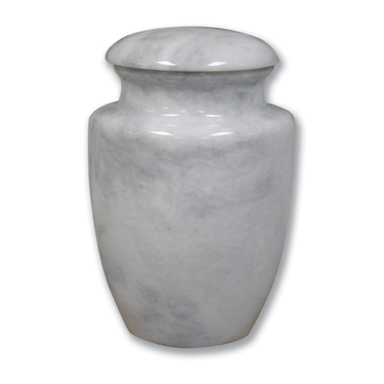 White Crescent Marble Urn - Hohner Funeral Home